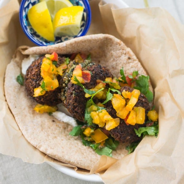 Black Bean Falafel with Heirloom Tomato Salsa