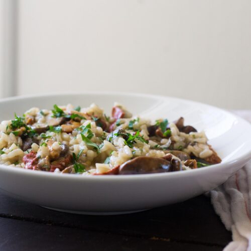 Wild Mushroom Risotto with White Wine and Thyme
