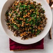 Lebanese Hashweh Rice (Spiced Rice with Ground Beef and Pine Nuts)