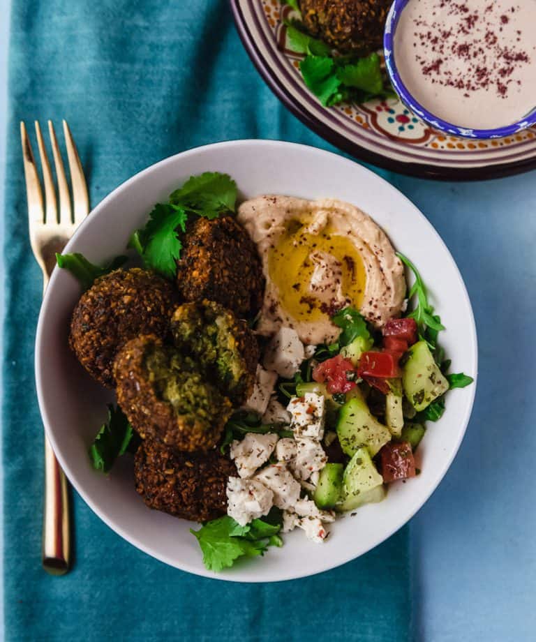 Mediterranean Falafel Bowl with Tahini Yogurt Sauce - The Little ...