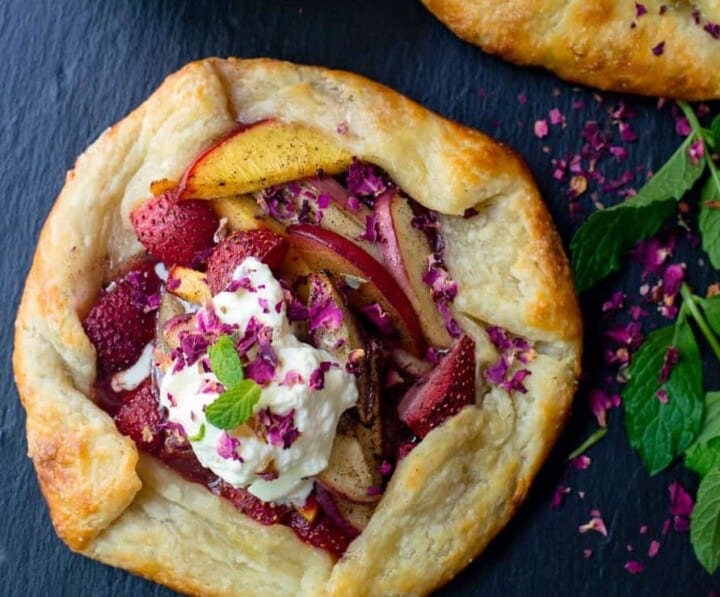 Fruit Rose Tart with Rose Whipped Cream