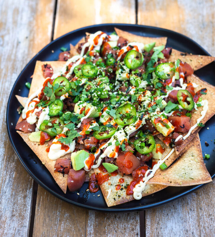 Ahi Poke Nachos with All The Toppings - The Little Ferraro Kitchen