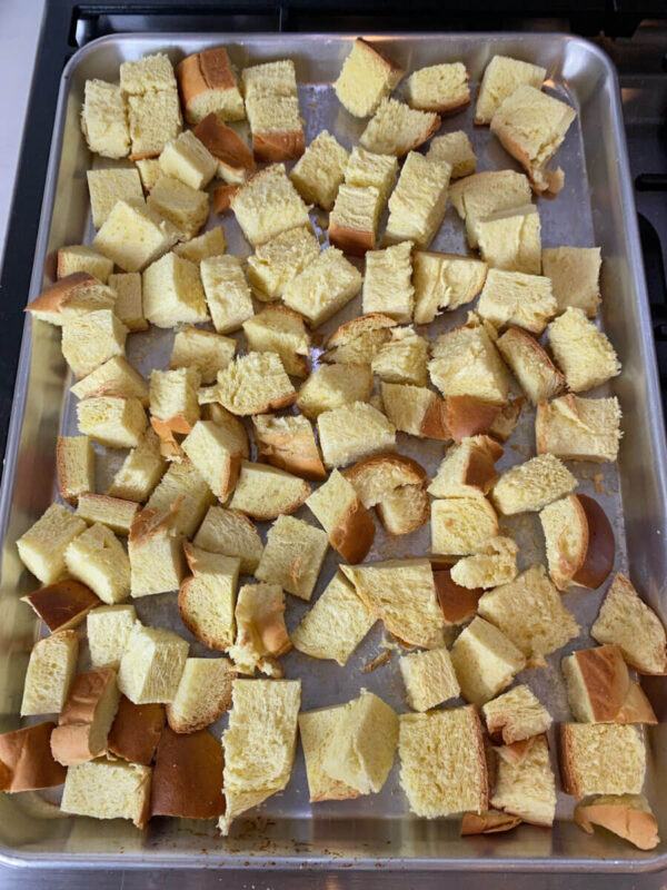 Challah Stuffing with Leeks and Sausage