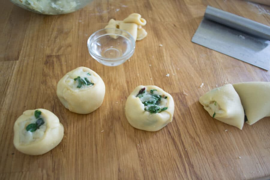 Spinach and Potato Knish with Caramelized Onions
