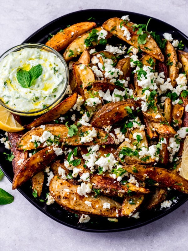 Greek Fries with Feta and Tzatziki - The Little Ferraro Kitchen