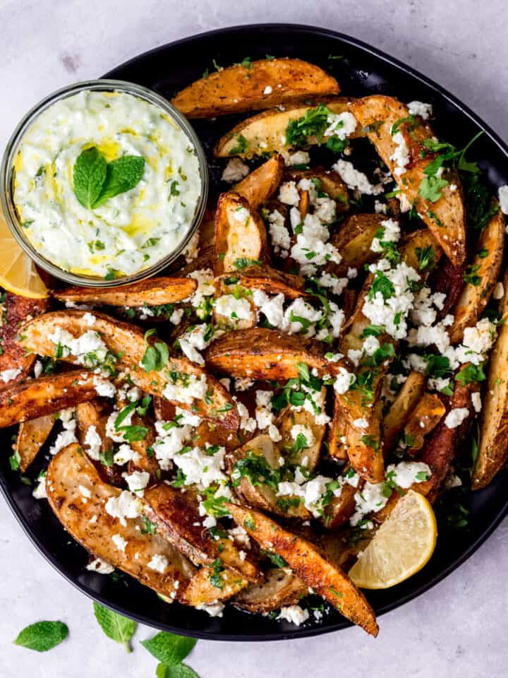 Greek Fries with Feta and Tzatziki - The Little Ferraro Kitchen