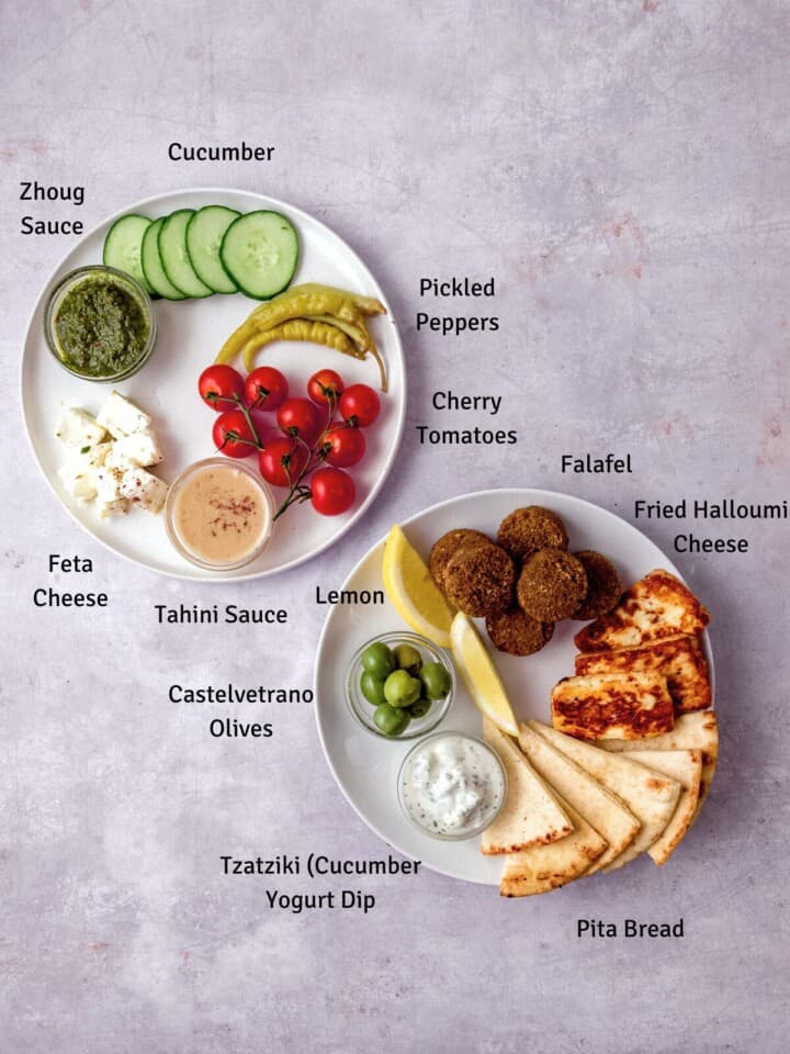 Vegetarian Falafel Platter (Ultimate Mezze Spread!) - The Little ...