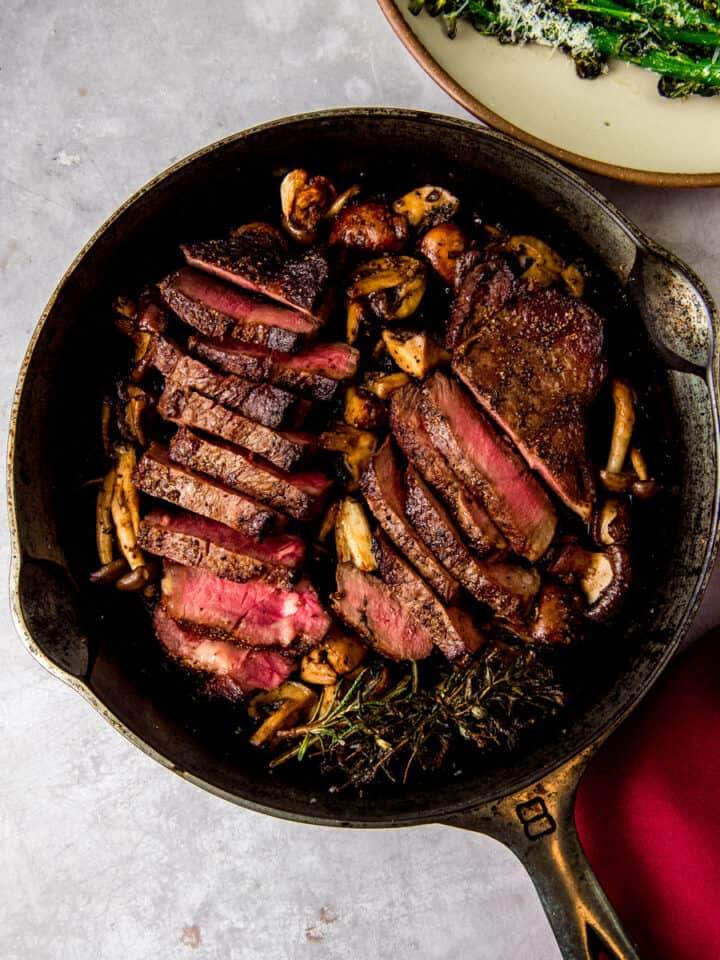Perfectly Seared Cast Iron Steaks with Mushroom