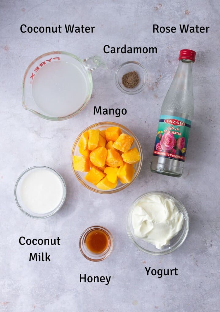 Creamy Mango Lassi with Cardamom and Rose Water