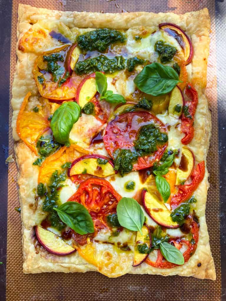 Peach Caprese Tart with Puff Pastry - The Little Ferraro Kitchen