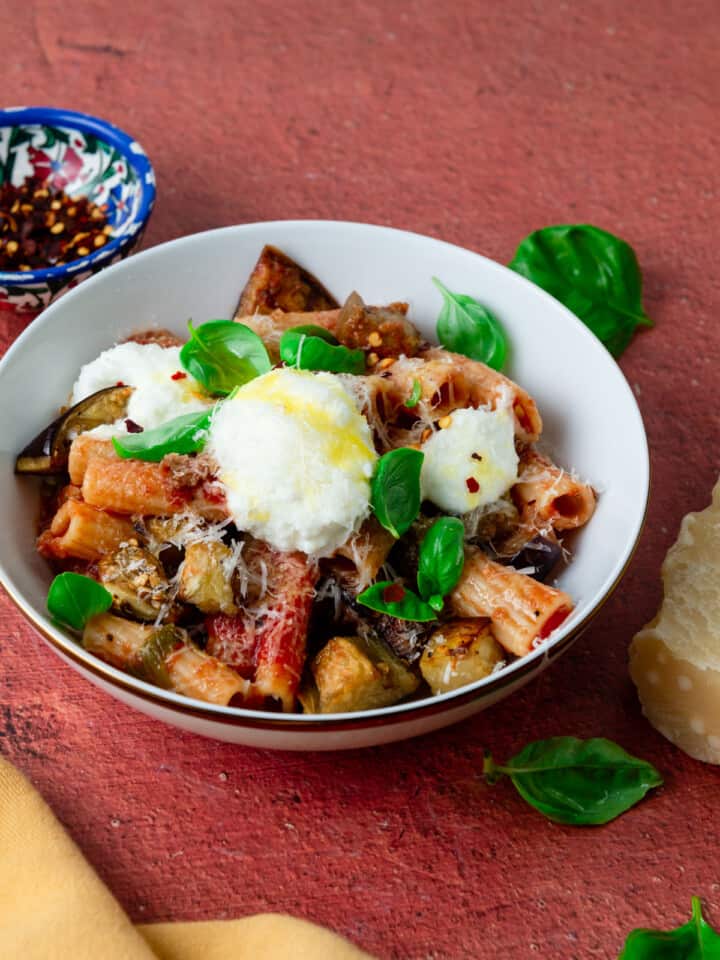 Rigatoni Alla Norma (Eggplant Pasta with Ricotta)
