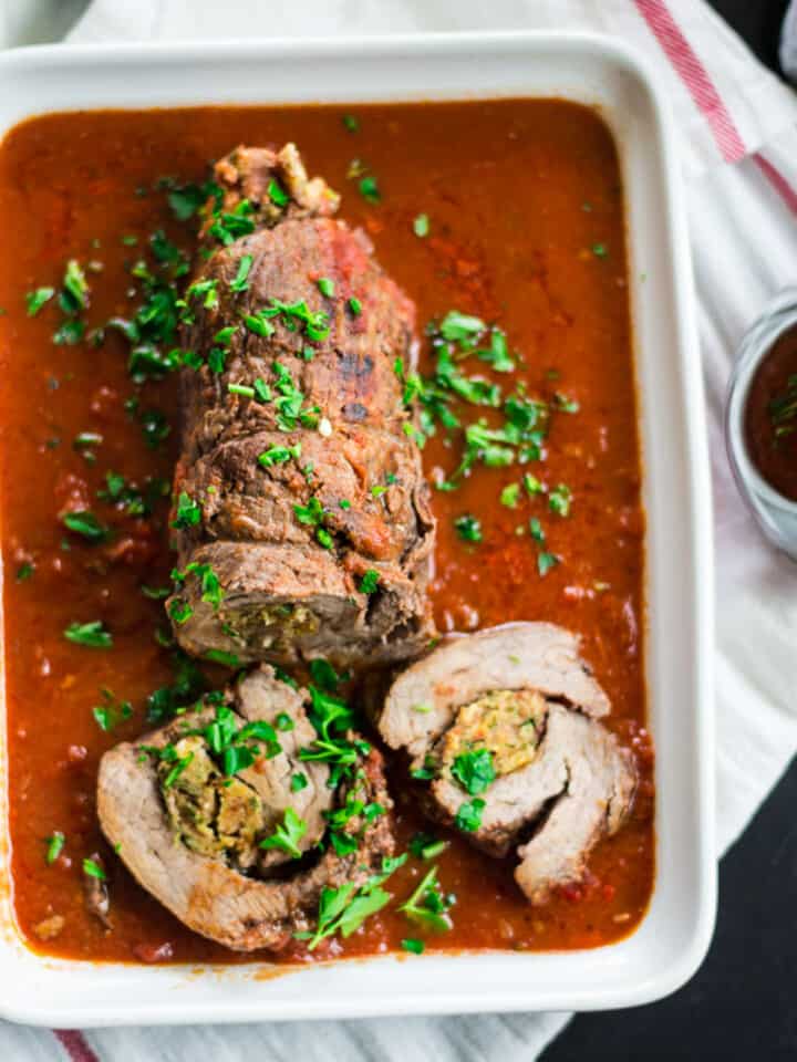 Beef Braciole Recipe with Prosciutto and Parmesan