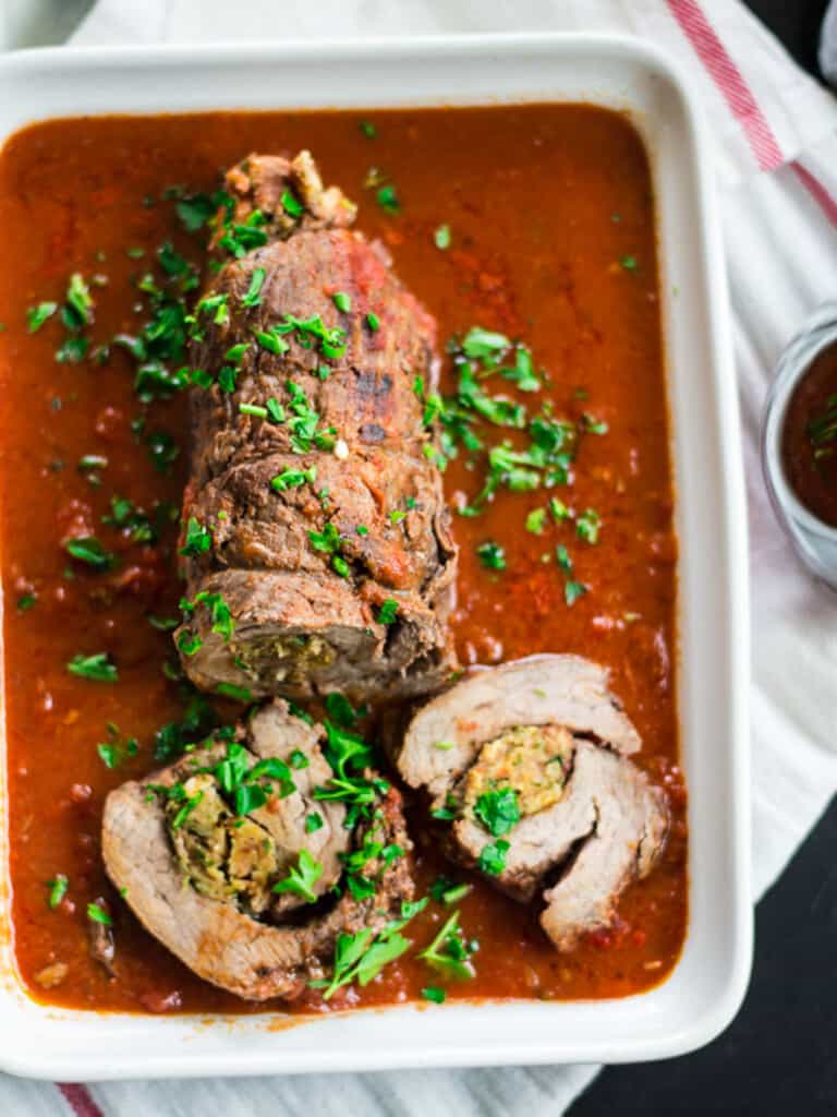 Beef Braciole Recipe with Prosciutto and Parmesan