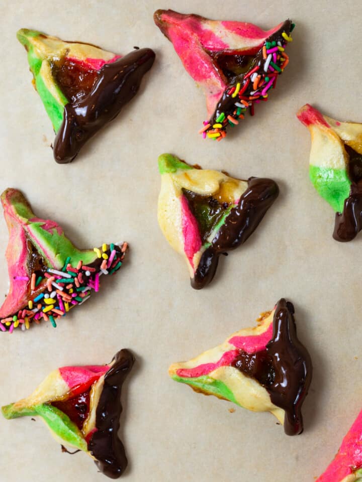 Italian Rainbow Cookie Hamantaschen - The Little Ferraro Kitchen