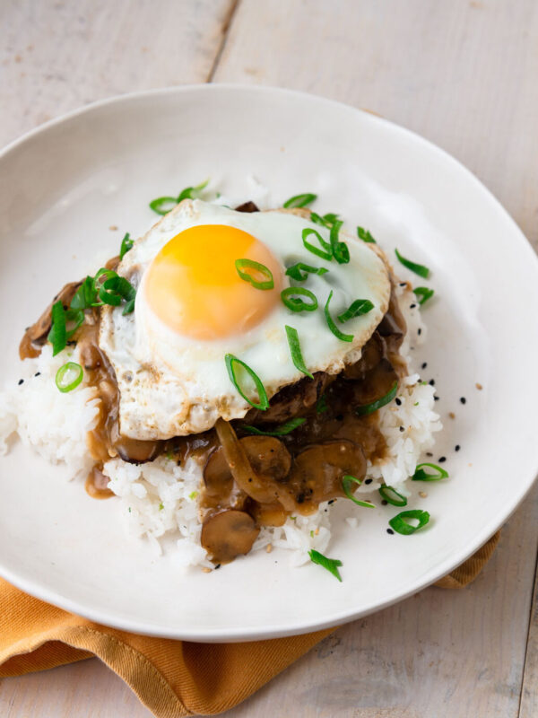 Loco Moco with Mushroom Gravy - The Little Ferraro Kitchen