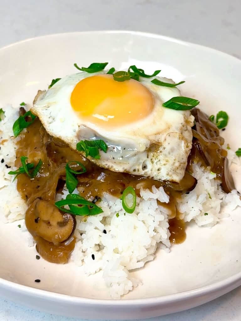 Loco Moco with Mushroom Gravy - The Little Ferraro Kitchen